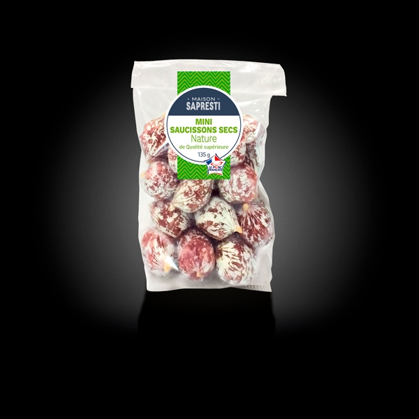 Mini saucisson sec nature, en sachet | Sapresti Traiteur